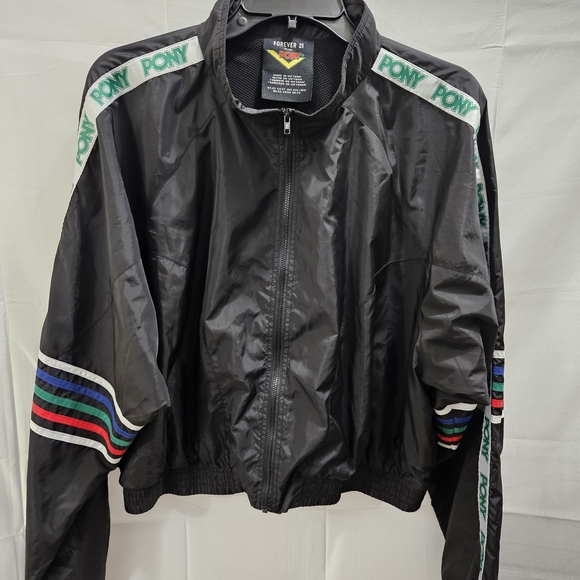 Pony | Jackets & Coats | Pony Black Bomber Jacket With Multicolor ...